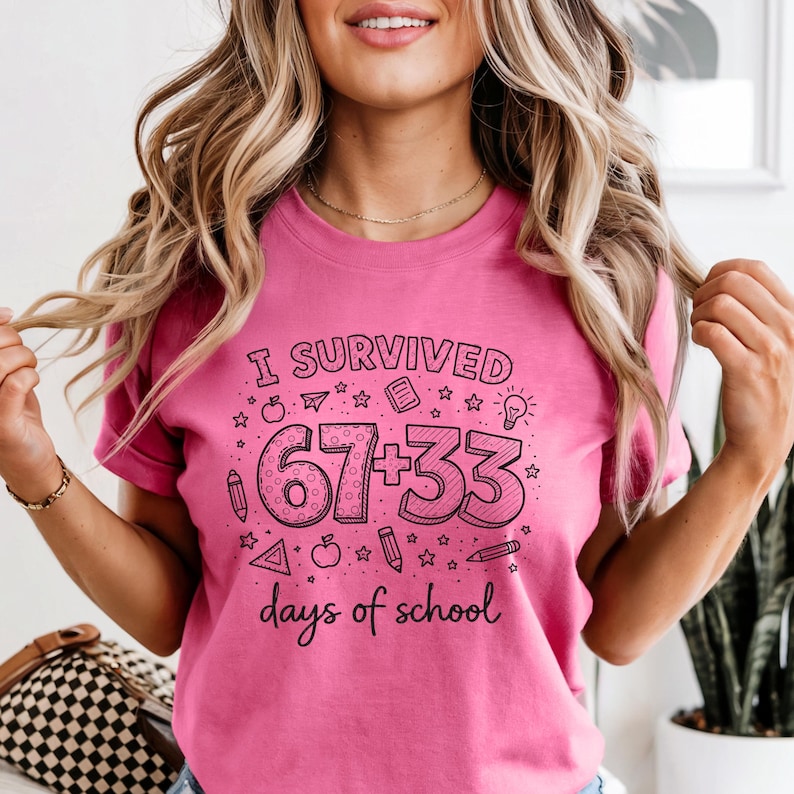 I Survived 6 7 + 3 3 Days of School Shirt | 100th Day of School Shirt ...