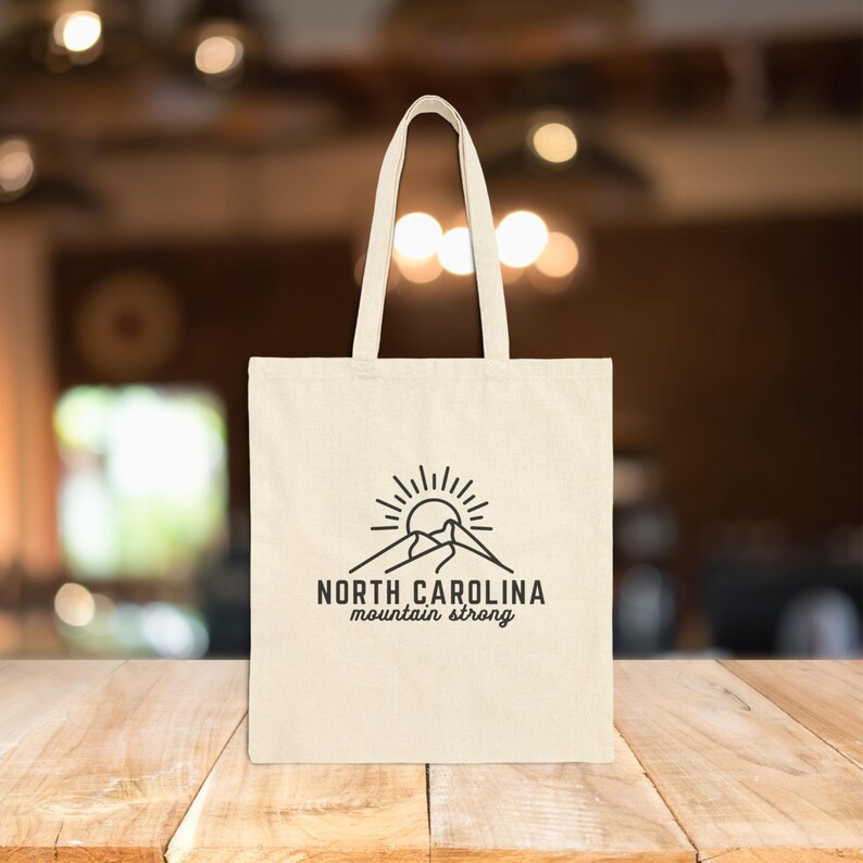 North Carolina Mountain Strong Tote Bag I 100% Cotton Canvas, Durable ...