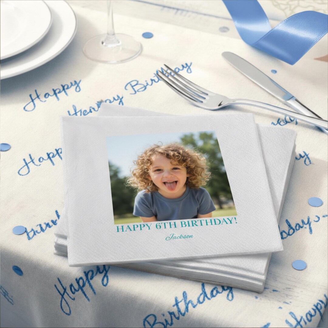 Custom Photo Napkins With Text for Birthday Party - Personalized ...