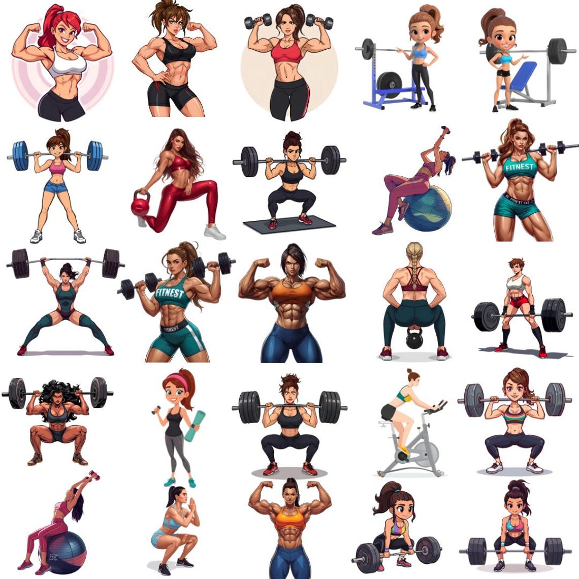 25 Fitness Girl Bundle | Workout Woman Designs | Gym Motivation ...