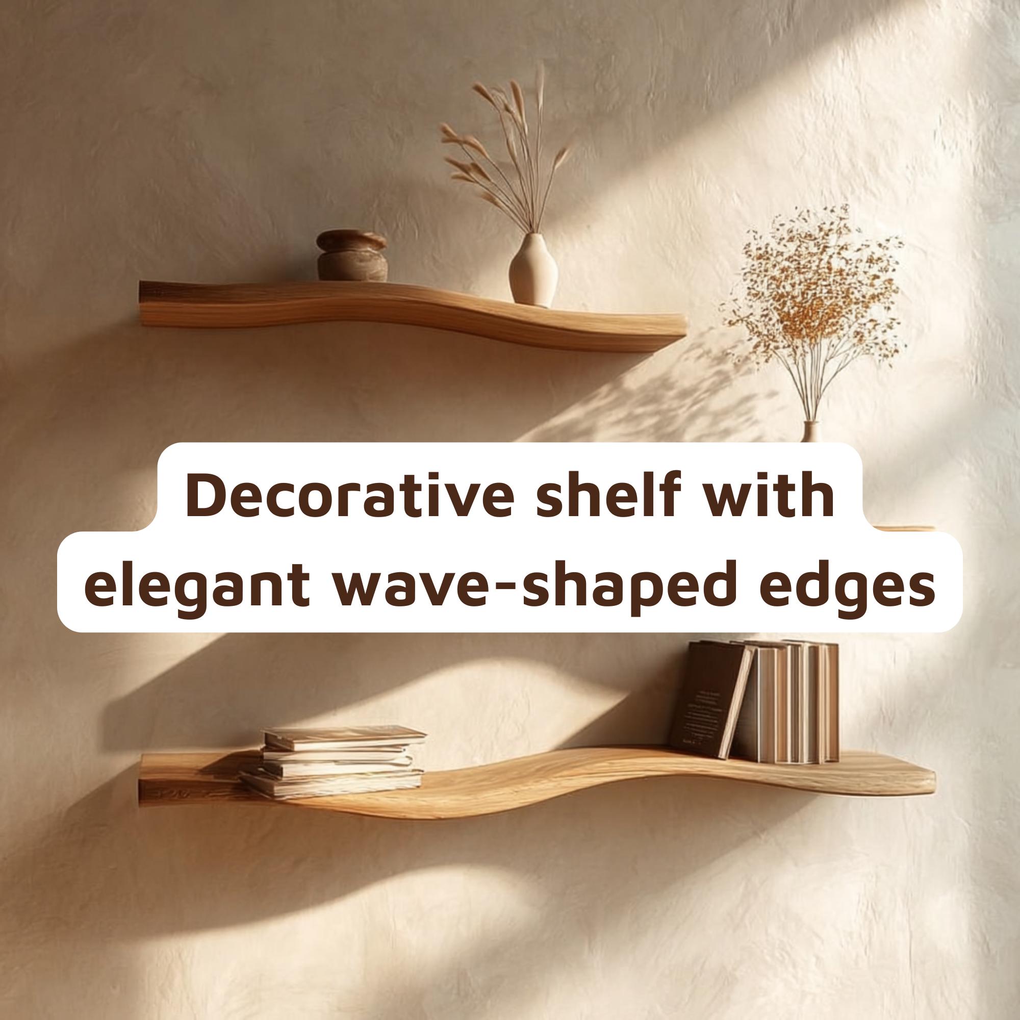 Handmade Live Edge Curved Wall Shelf: Wavy Floating Suar Wood Wall ...