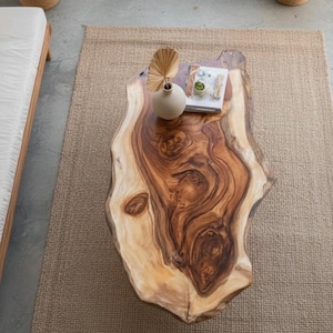 Live Edge Coffee Table, Rustic Solid Wood Table for Natural Farmhouse ...