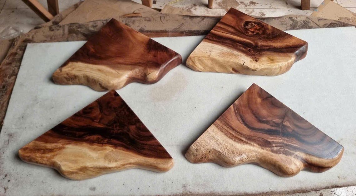 Wooden Live Edge Corner Shelves, Floating Wall Shelf Corner Rustic - Etsy