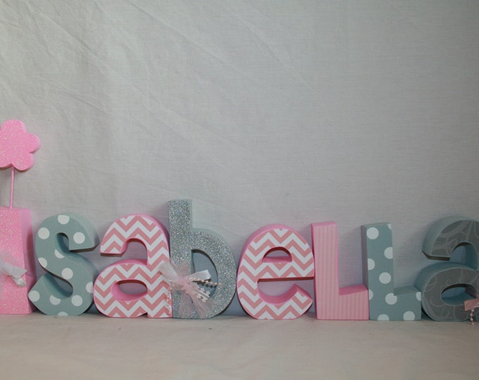 Decorative Wooden Nursery Letters 8 Letter Set Baby Girl - Etsy