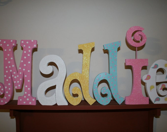 Personalized Wood Letters PIXIE BABY in Pink Bedding Inspired - Etsy