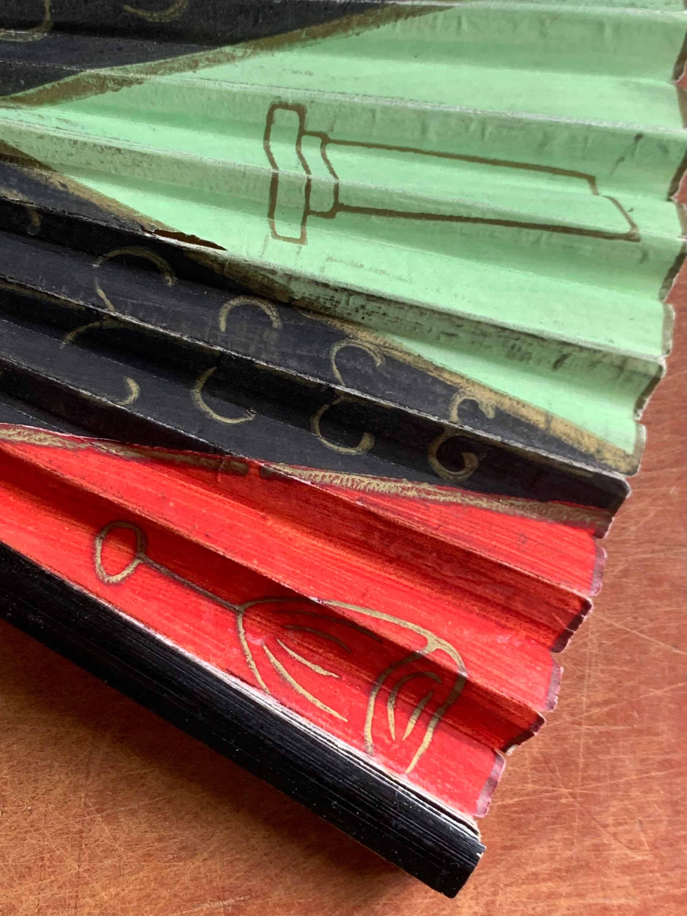 Vintage Japanese Paper Fan - Etsy