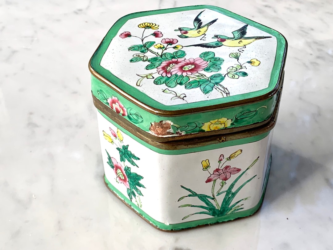 Chinese Canton Enamel Box-vintage - Etsy