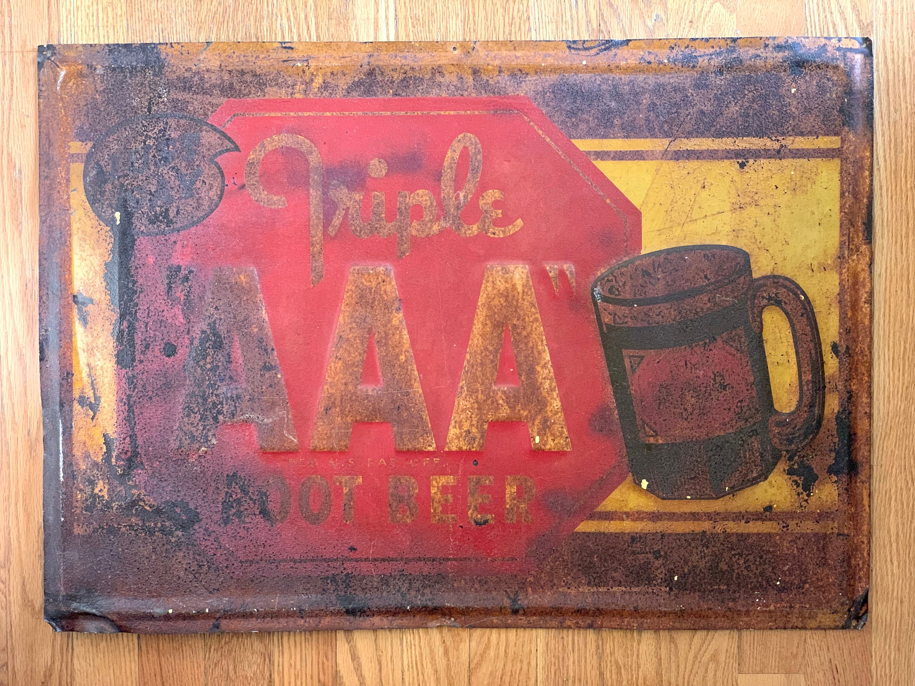 AAA Root Beer Metal Advertising Sign-original-rusted - Etsy