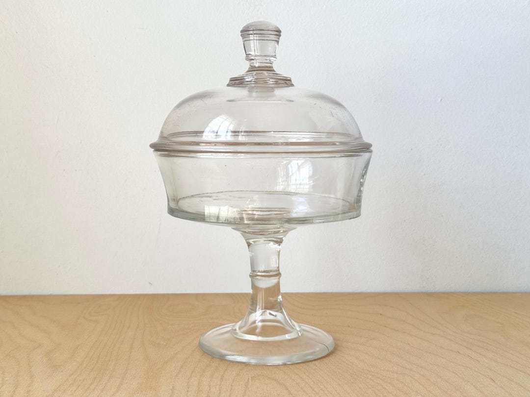 Pressed Glass Compote/covered Pedestal Dish-vintage - Etsy