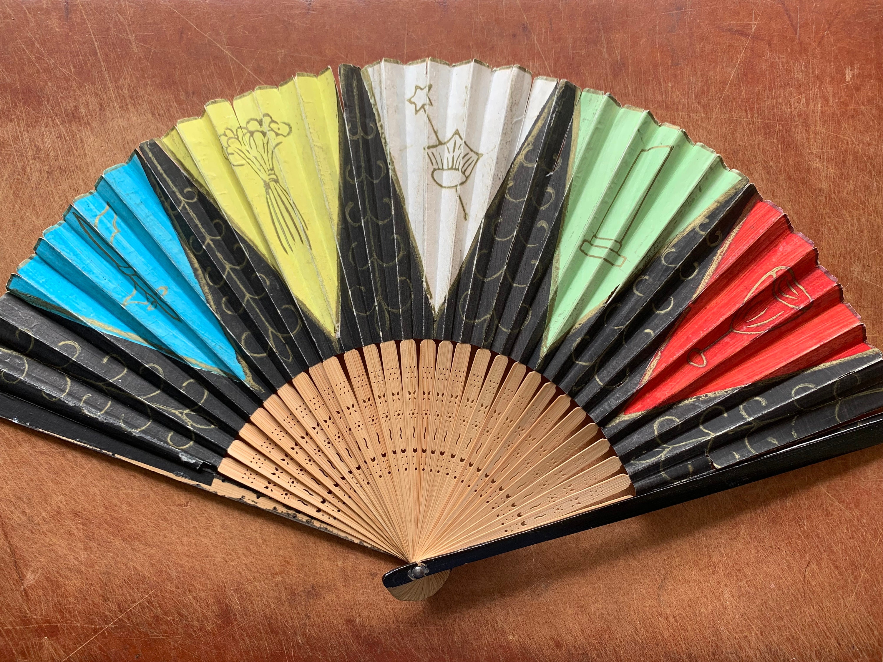Vintage Japanese Paper Fan - Etsy