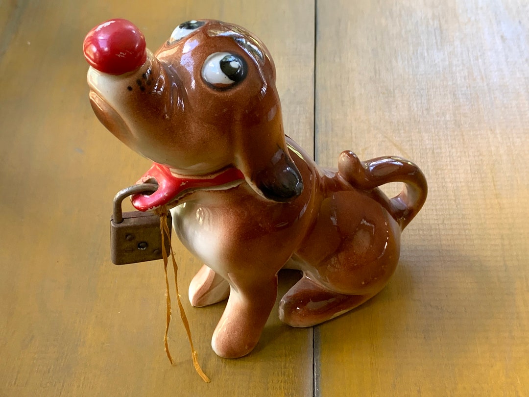 Vintage Ceramic Dog Bank Japan - Etsy