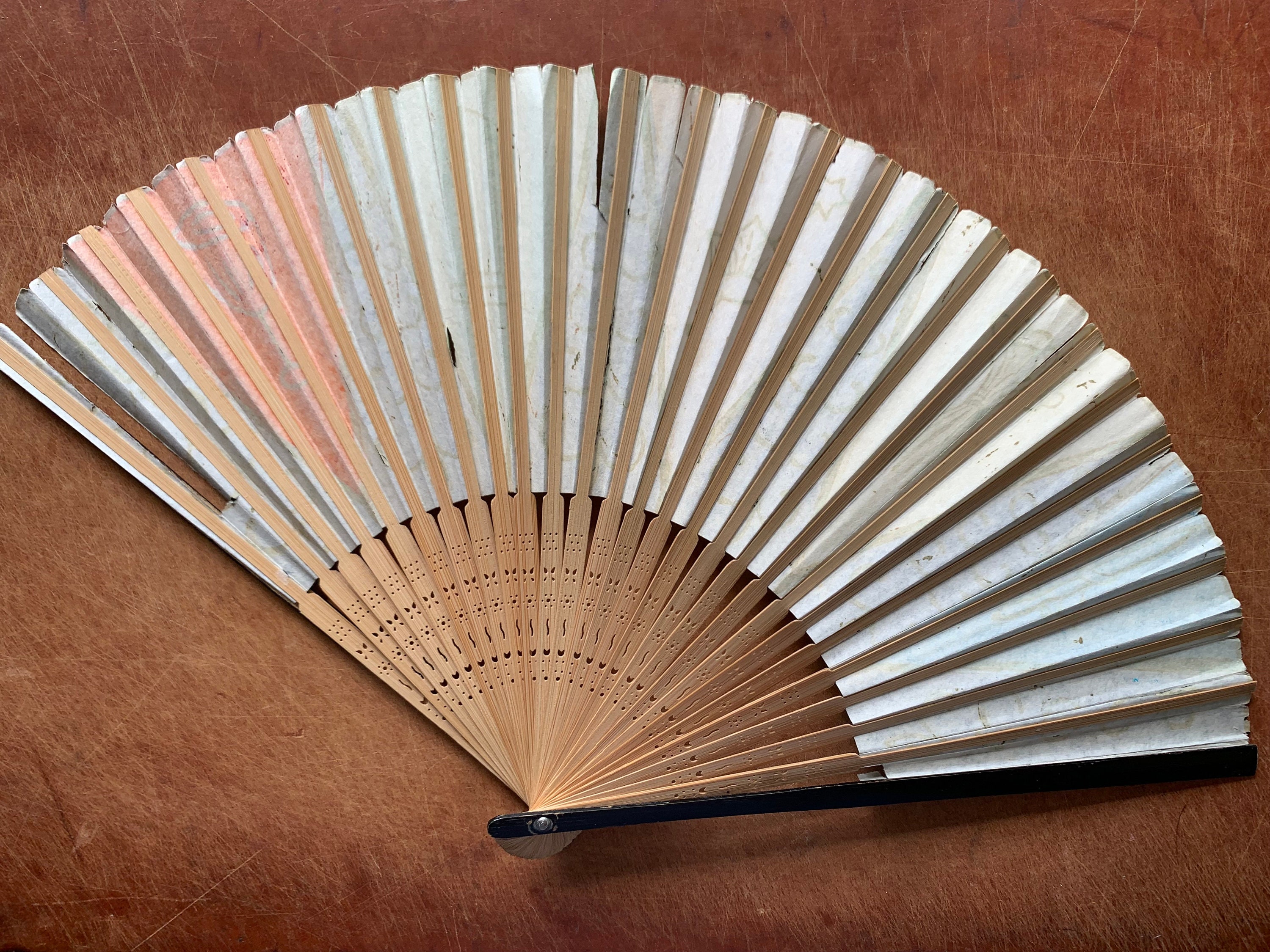 Vintage Japanese Paper Fan - Etsy