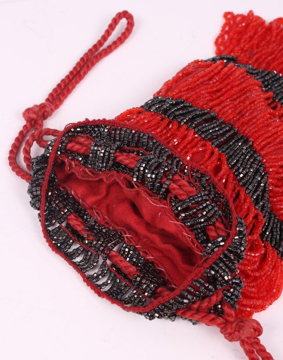 Vintage 1920's Red & Pewter Beaded Flapper Purse • 20… - Gem