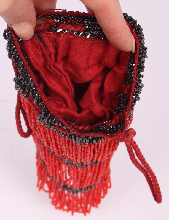 Vintage 1920's Red & Pewter Beaded Flapper Purse • 20… - Gem