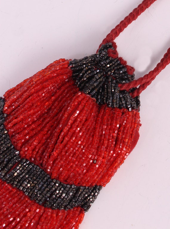 Vintage 1920's Red & Pewter Beaded Flapper Purse • 20… - Gem