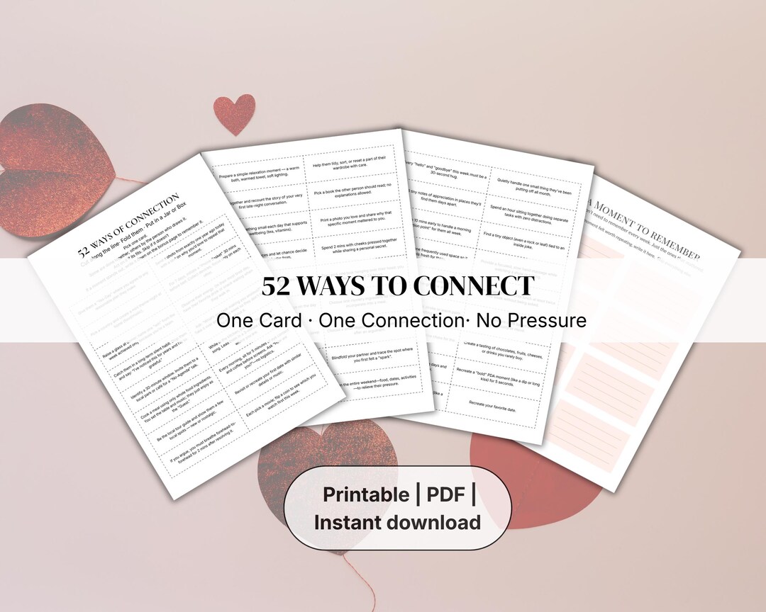 Couples Connection Cards | 52 Relationship Activities (PDF Download A4 ...