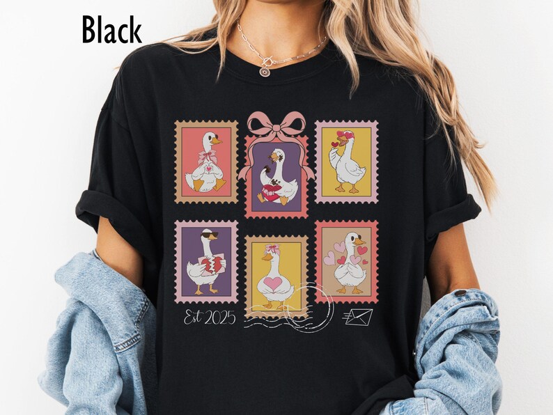 Valentine Goose Stamp Shirt, Cute Comfort Colors® Love Graphic Tee ...