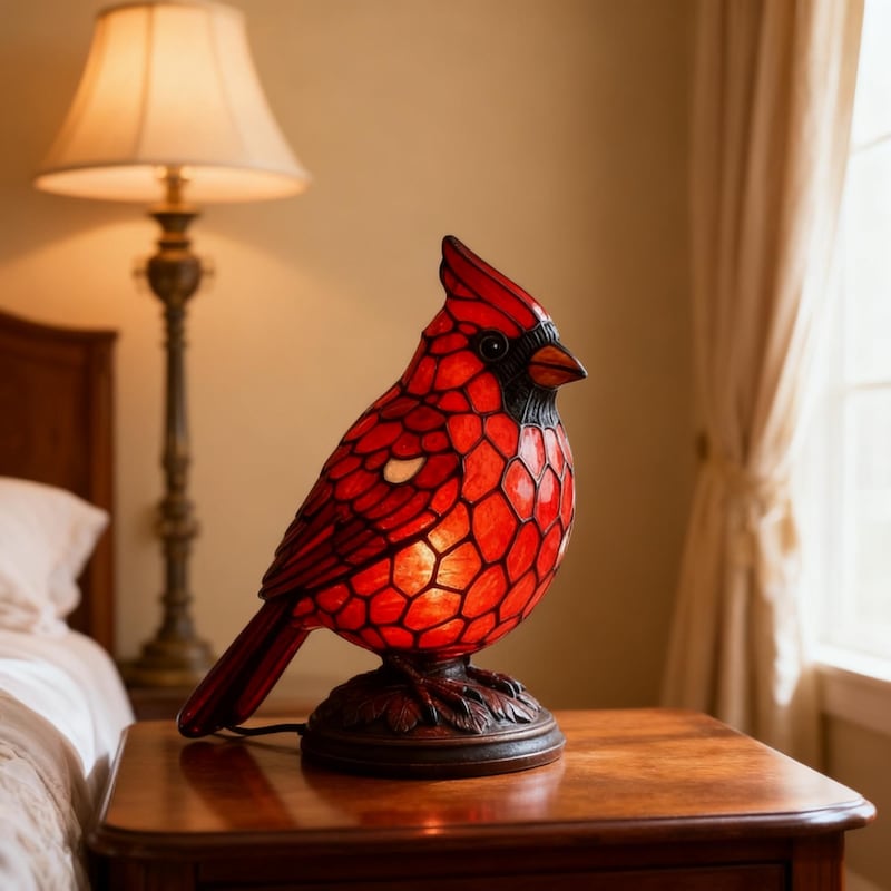 Stained Glass Cardinal Lamps - Etsy