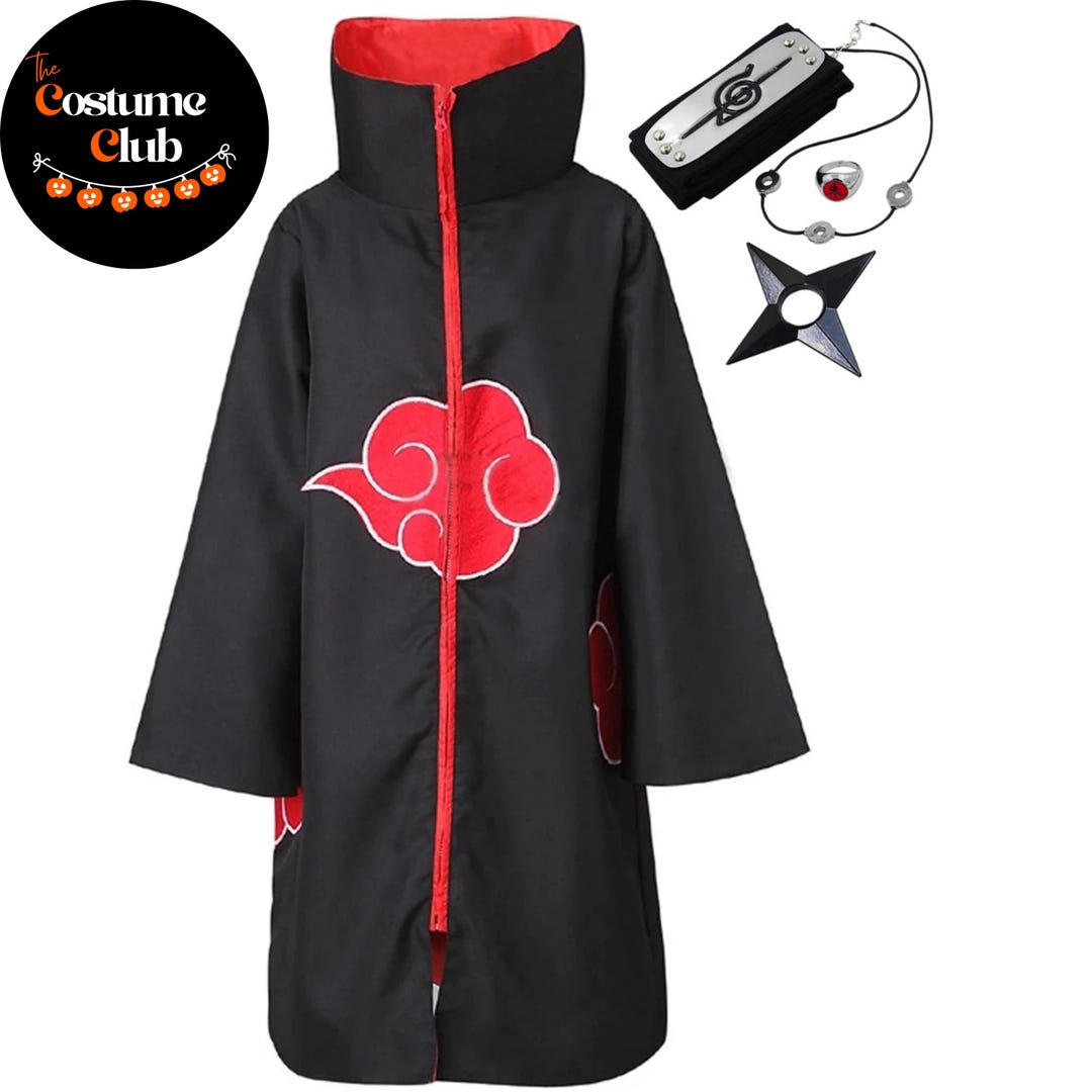 Conjunto De Capa De Naruto Akatsuki: Disfraz De Cosplay Con Accesorios ...