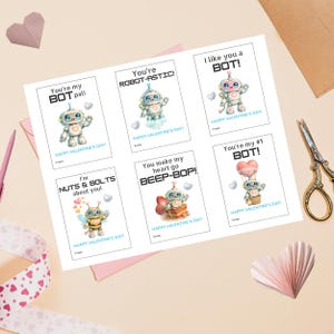 Robot Valentine's Day Cards, Printable Kids Classroom Valentines - Etsy