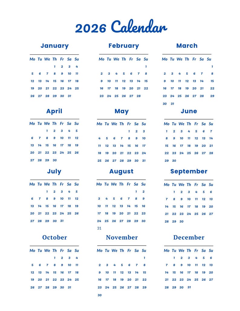 Calendrier 2025, 2026 PDF imprimable | Agenda mensuel minimaliste | A4 ...