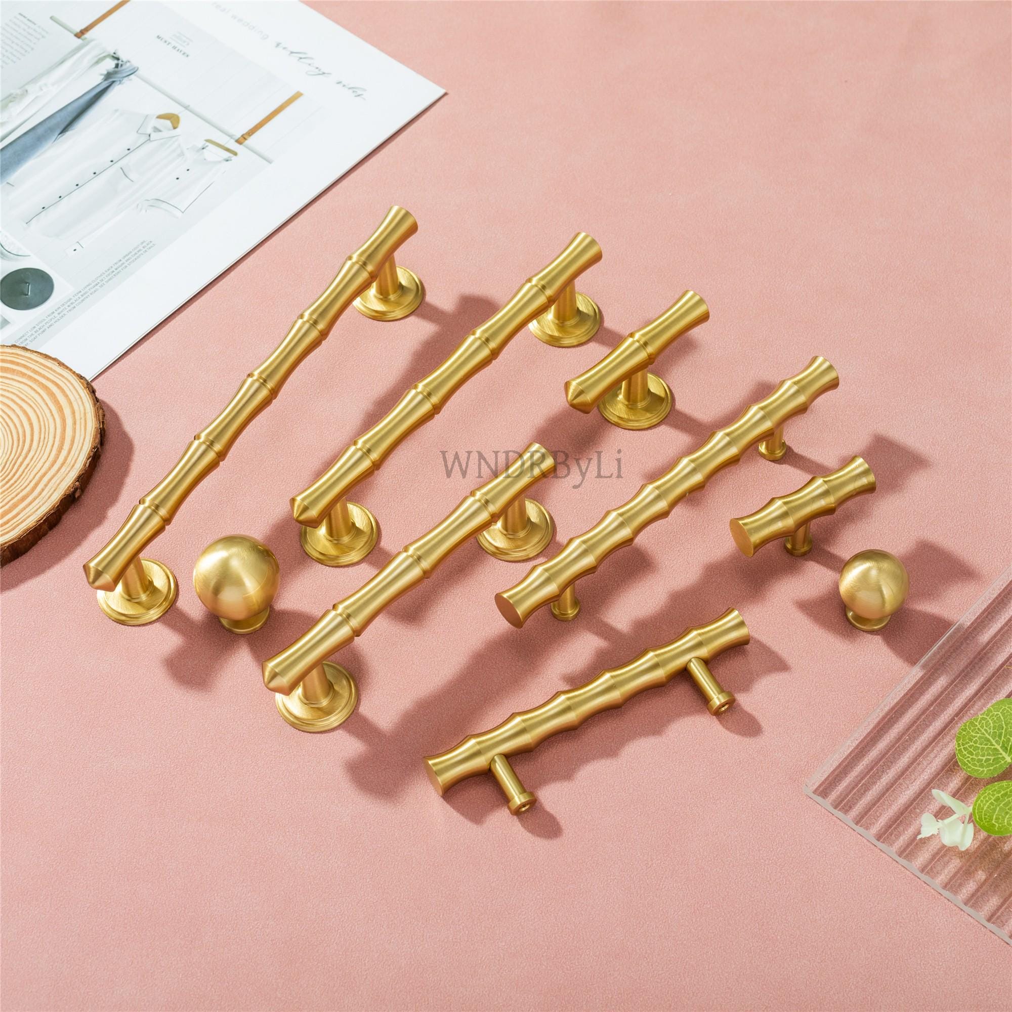 Solid Brass Bamboo Cabinet Pulls – Gold Drawer Knobs, Kitchen Door ...