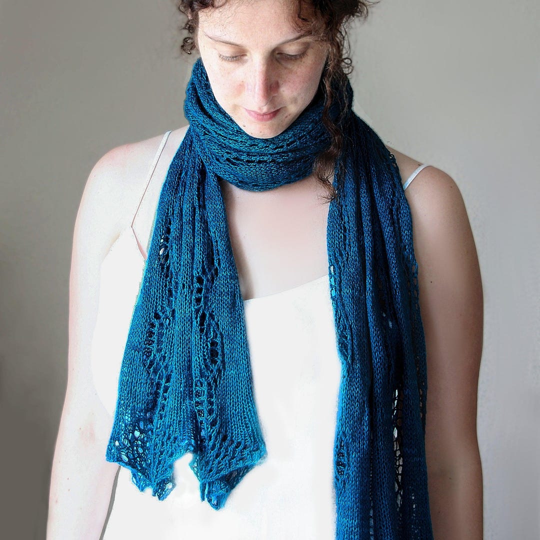 Ripplets Scarf Knitting Pattern PDF – Elegant Lace Scarf With Flowing ...
