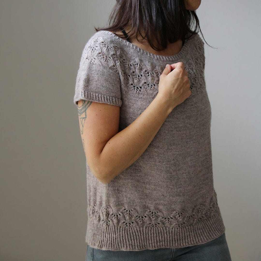 A Study in Pink Knitting Pattern PDF – Top Down Lace Yoke Sweater - Etsy