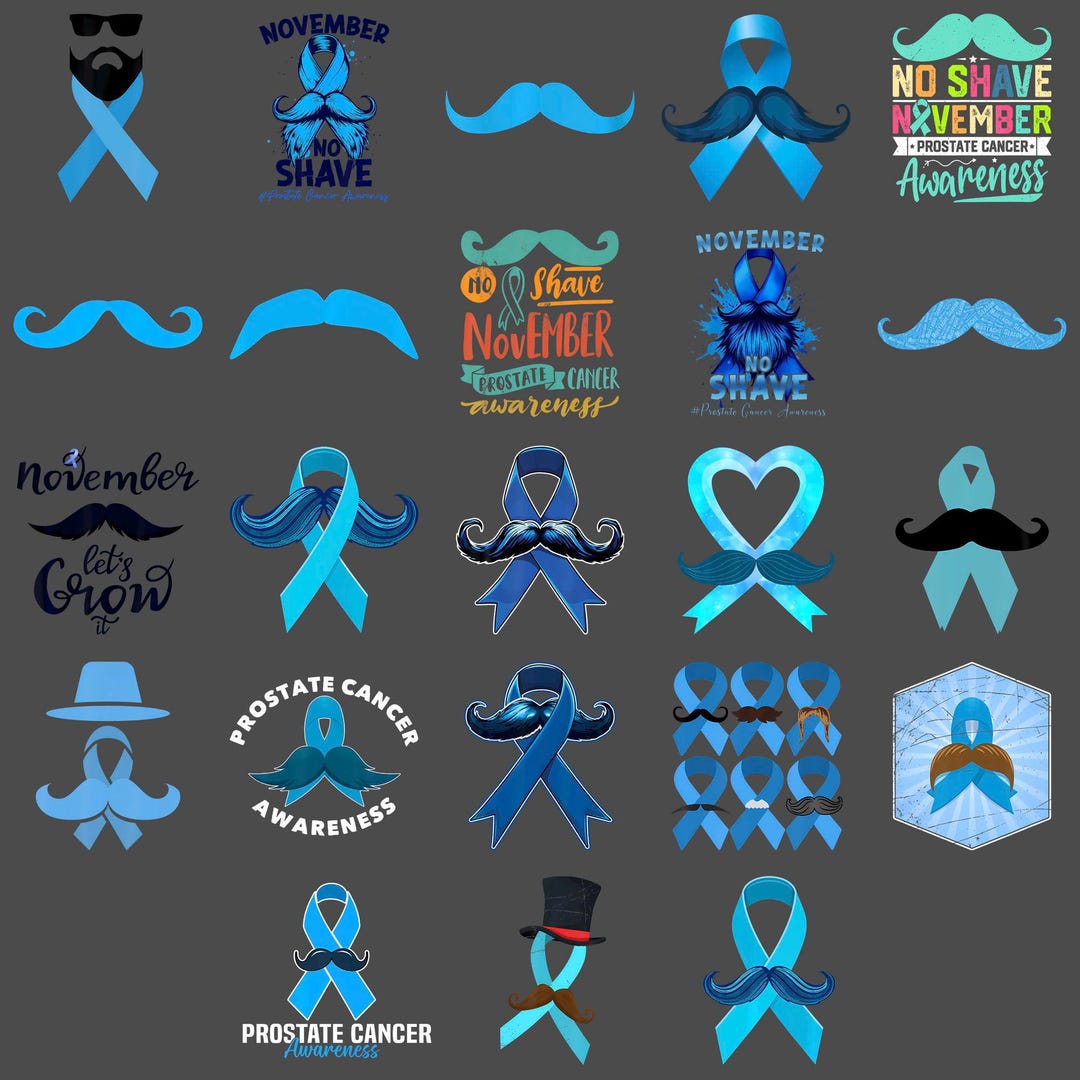 November No Shave PNG, Prostate Cancer Awareness Blue Ribbon Clipart ...