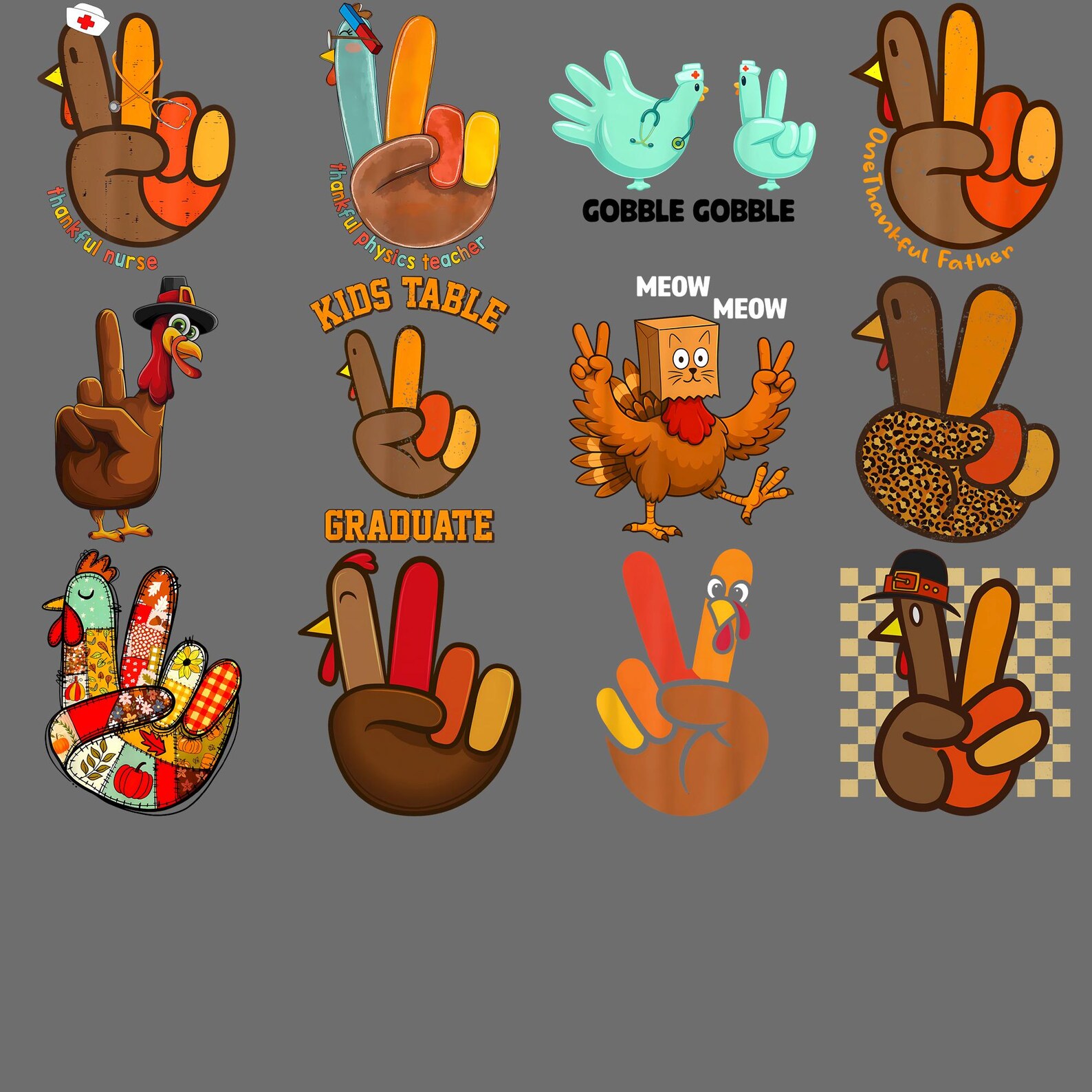 Peace Sign Turkey Hand PNG - Funny Thanksgiving Hippie Clipart, Cute ...