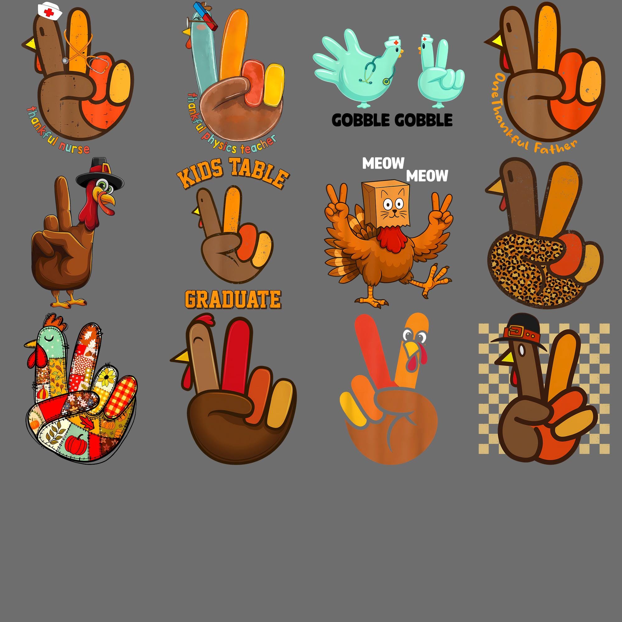 Peace Sign Turkey Hand PNG - Funny Thanksgiving Hippie Clipart, Cute ...