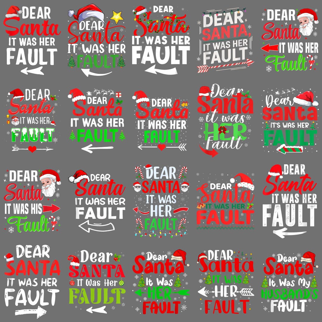 Dear Santa It Was Her Fault PNG – Funny Couples Christmas Clipart ...