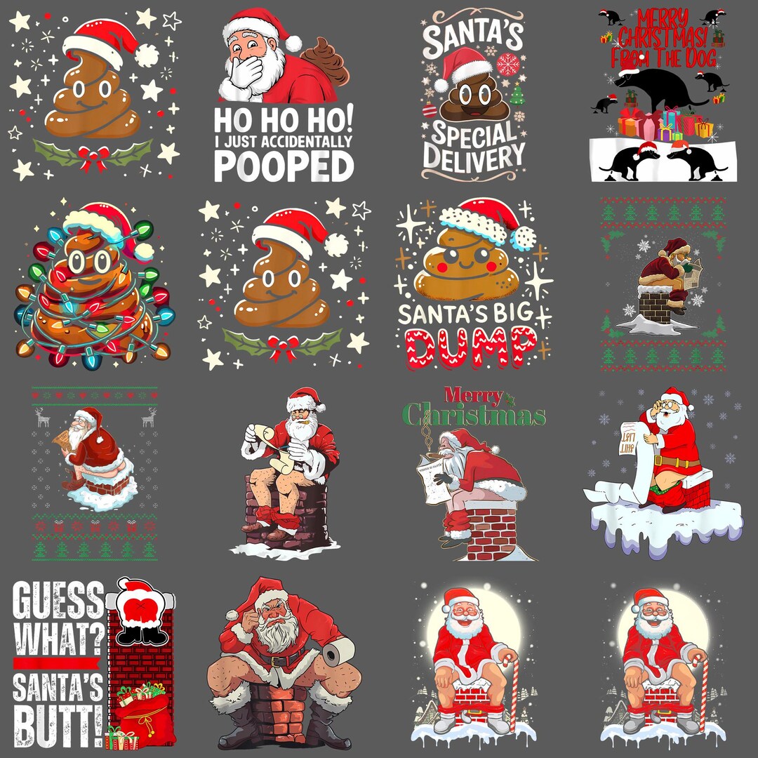 Pooping Santa Claus Ugly Christmas PNG – Funny Holiday Humor Clipart ...