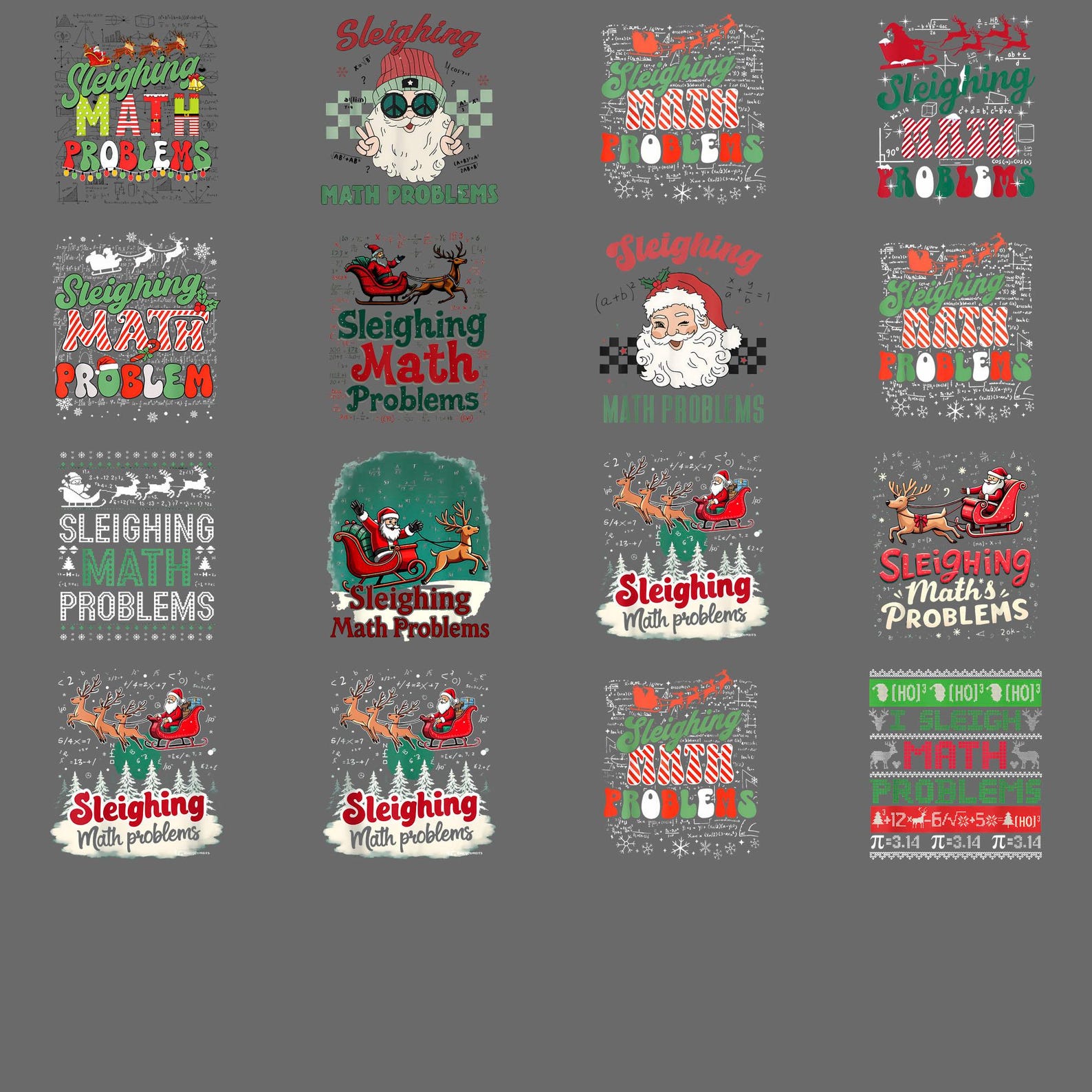 Sleighing Math Problems Teacher Christmas PNG, Funny Sarcastic School ...