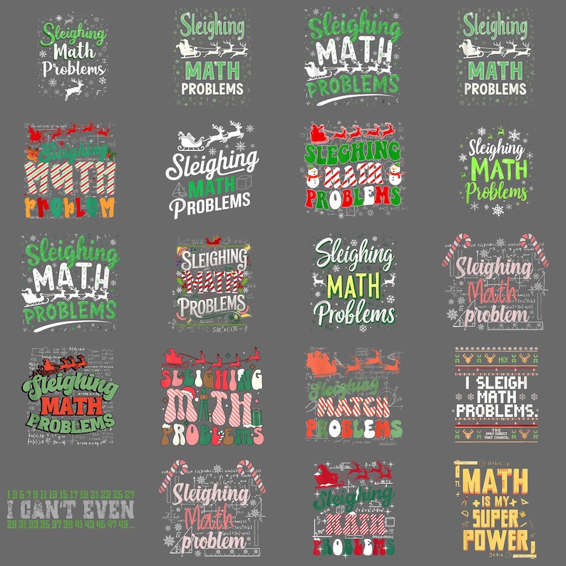 Sleighing Math Problems Teacher Christmas PNG, Funny Sarcastic School ...