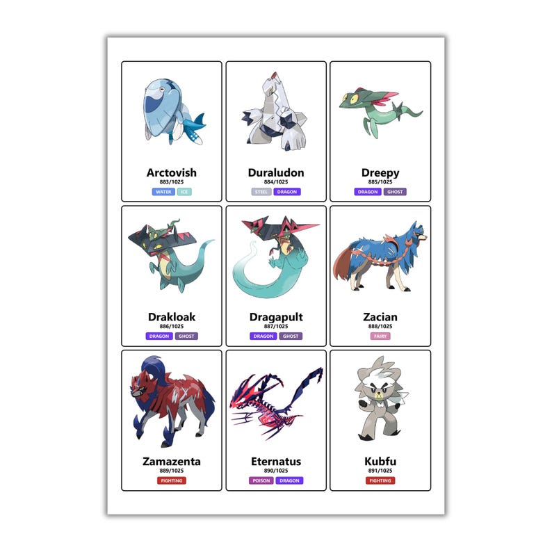 National Pokedex 1025 Printable Binder Pages, Binder Placeholders ...