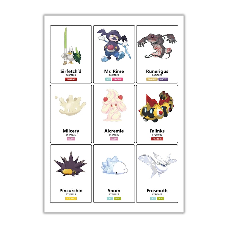 National Pokedex 1025 Printable Binder Pages, Binder Placeholders ...