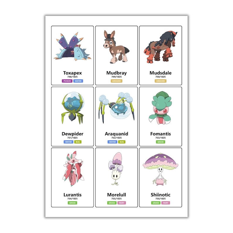 National Pokedex 1025 Printable Binder Pages, Binder Placeholders ...