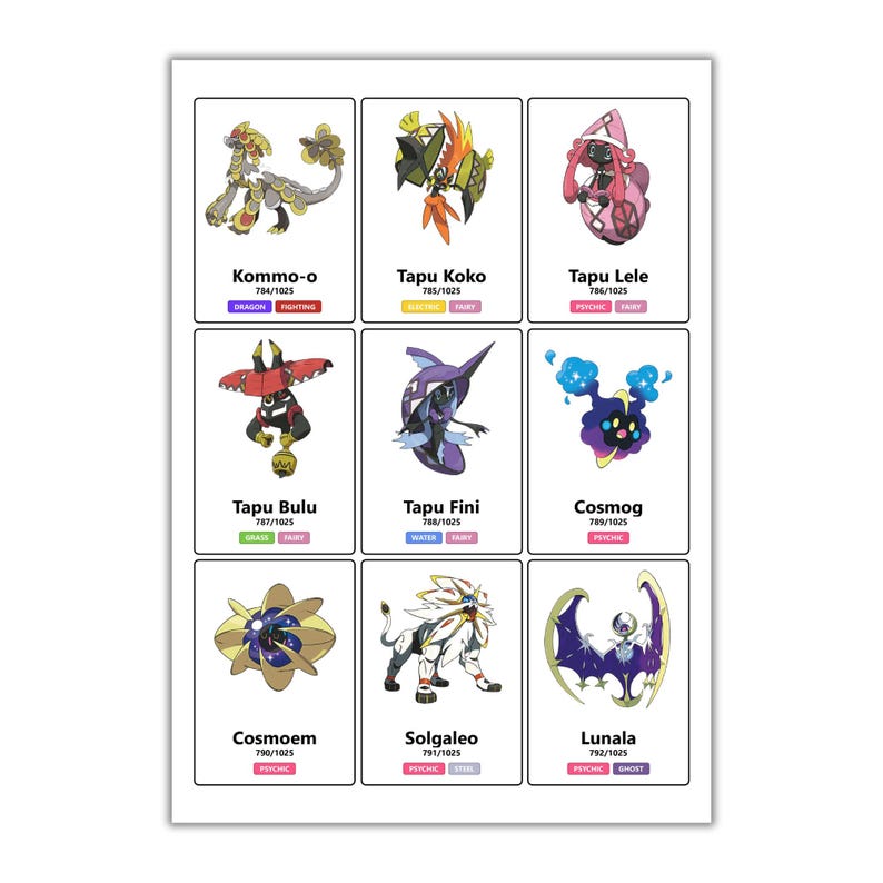 National Pokedex 1025 Printable Binder Pages, Binder Placeholders ...