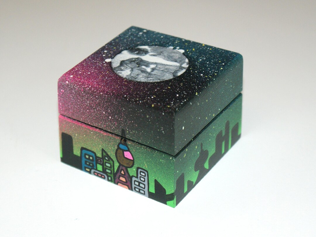 Green City - 2 - Custom, Hand Painted, Wooden Jewellery Box. Graffiti ...