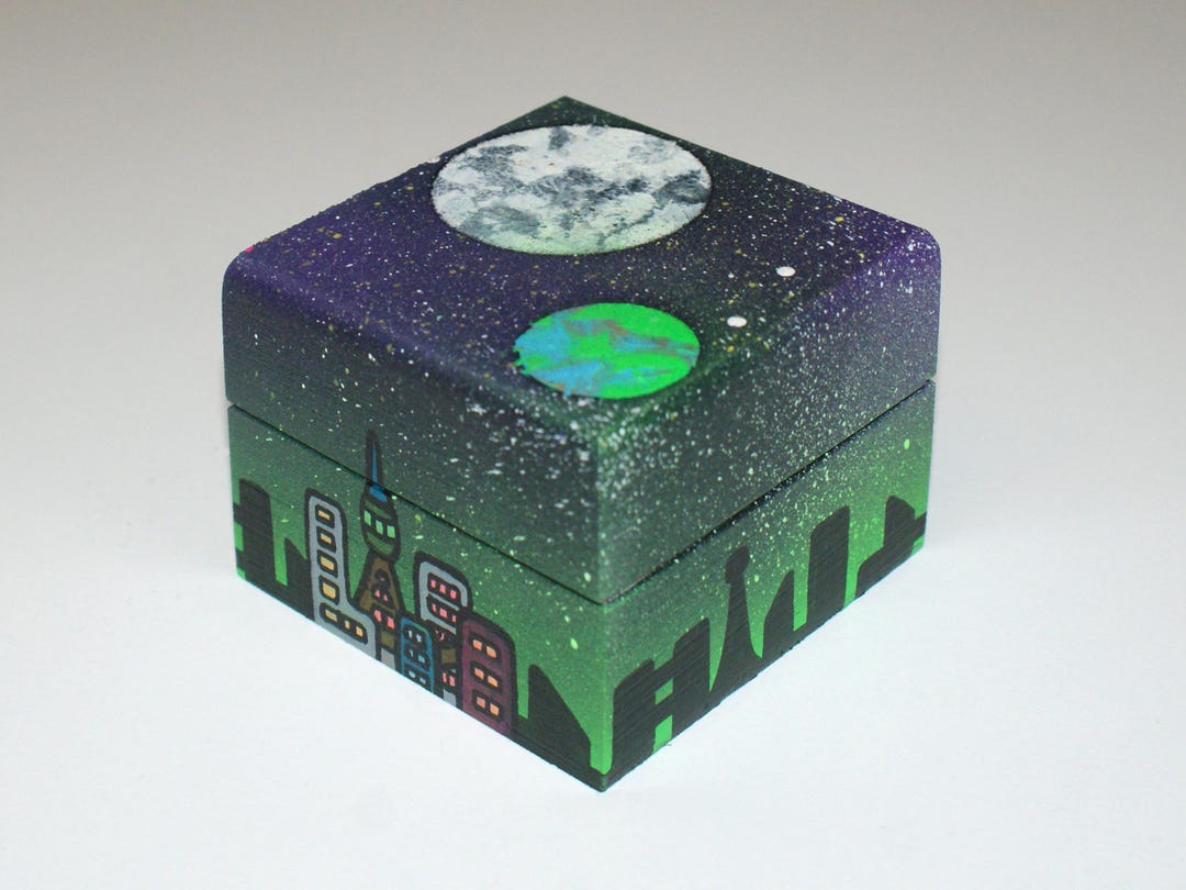 Green City - Custom, Hand Painted, Wooden Jewellery Box. Graffiti Box ...