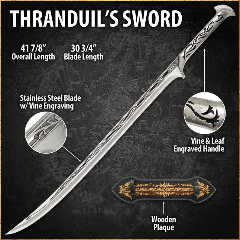 Custom Thranduil Steel Sword, Handmade Medieval Viking Long Sword ...