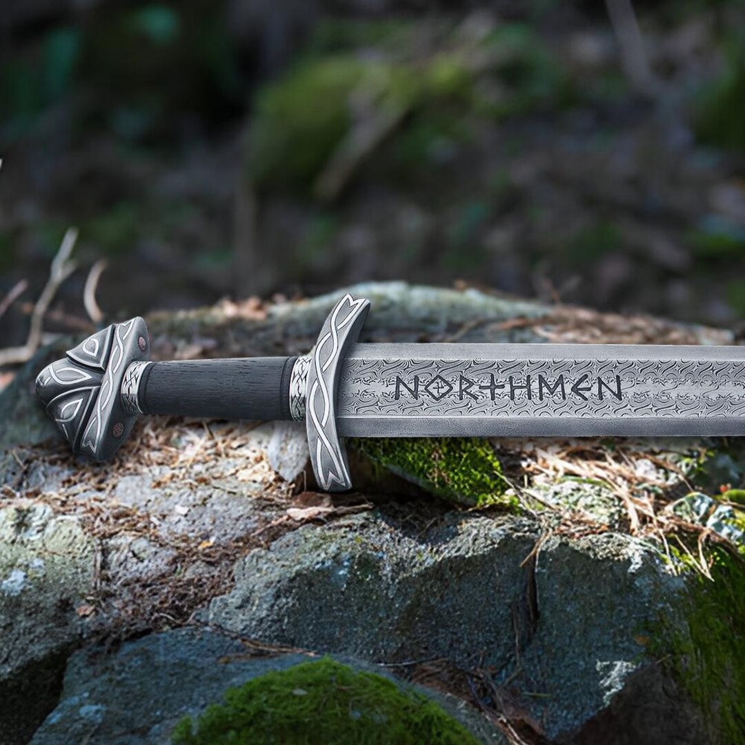 Hand Forged Damascus Steel Northmen Sword, Medieval Viking Long Sword ...