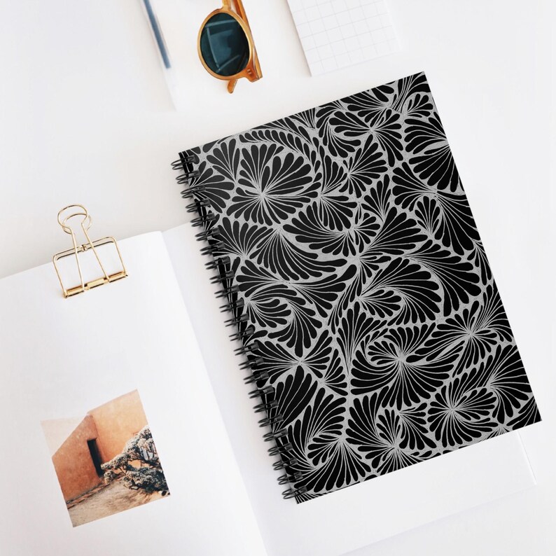 Classy Monochrome Zendoodle Spiral Bound Journal, Unique Patterned ...