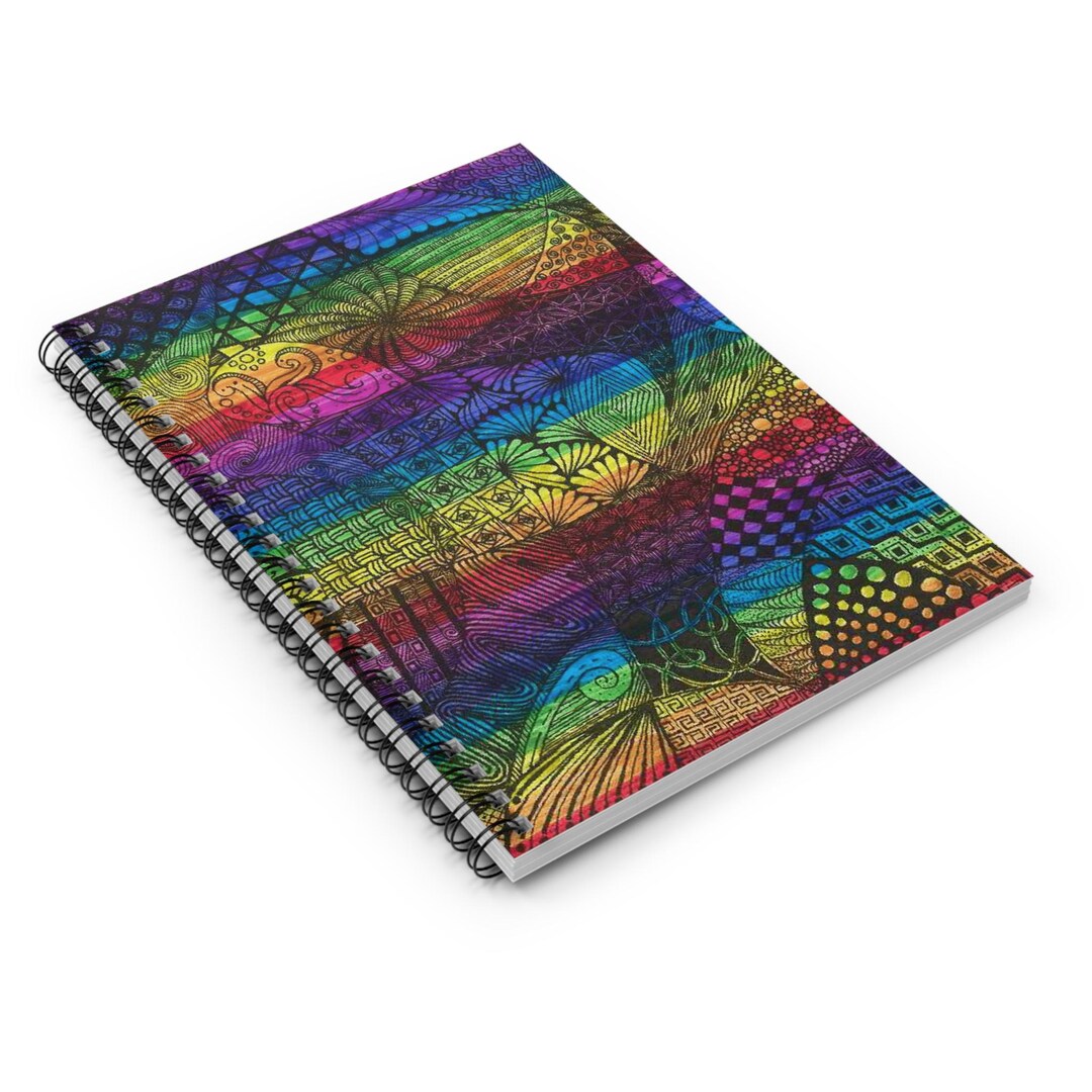 Rainbow Zentangle Pattern Spiral Notebook | Ruled Notebook - Etsy