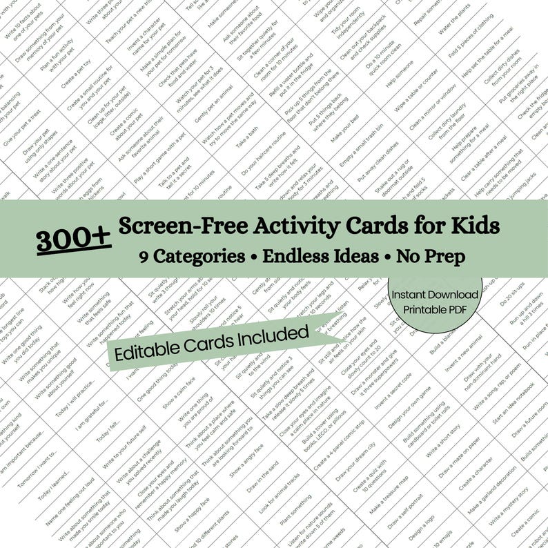 300+ Kids Activity Cards Bundle | Printable Boredom Jar Ideas | No Prep ...