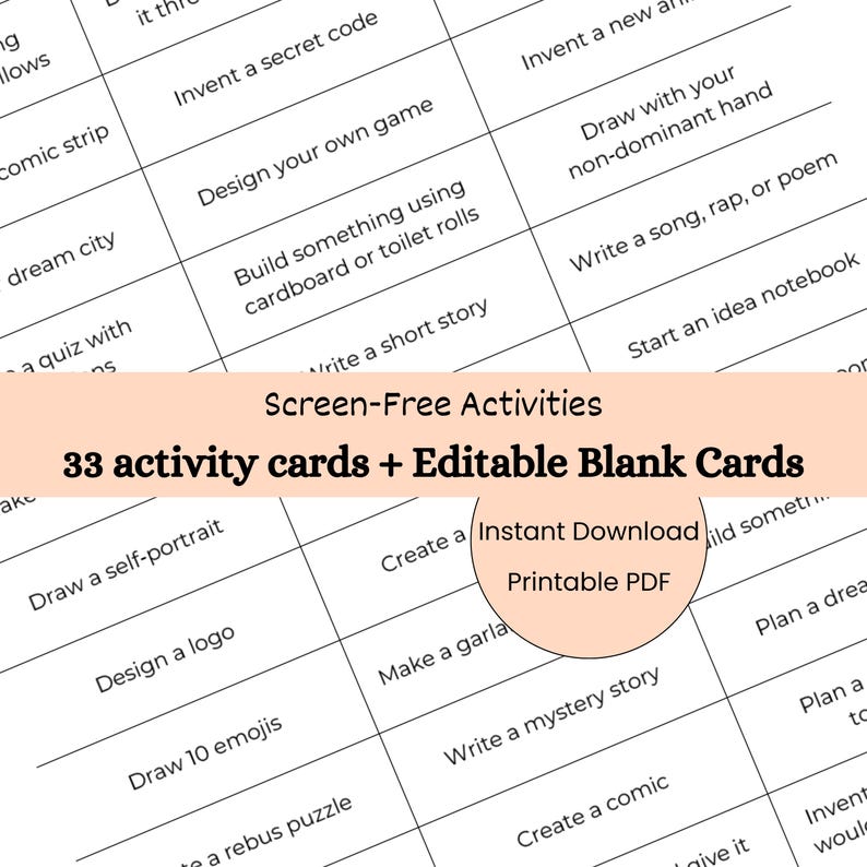 Imagination Activity Cards Kids Printable | Creative Play Cards ...