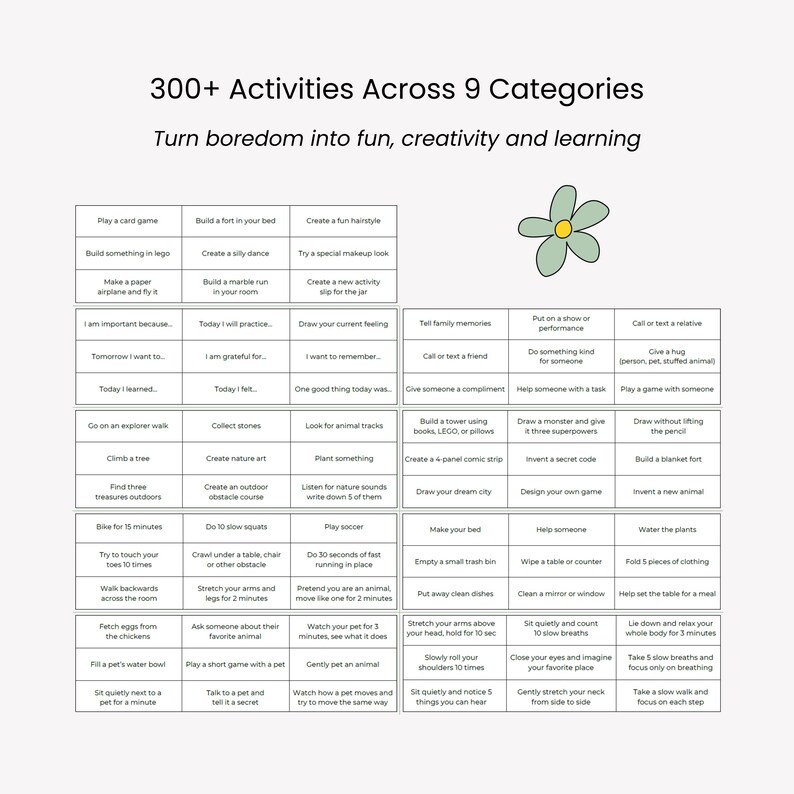 300+ Kids Activity Cards Bundle | Printable Boredom Jar Ideas | No Prep ...