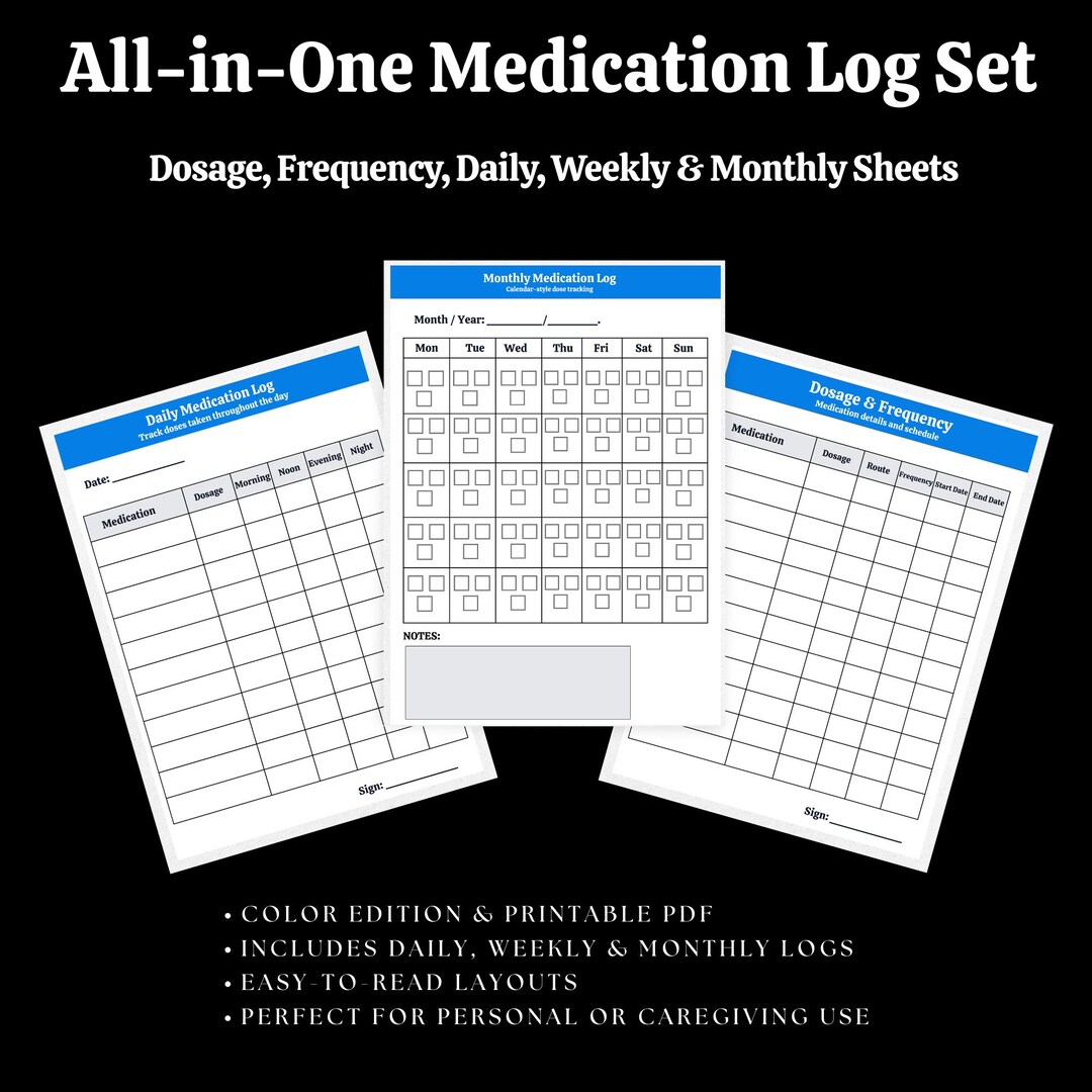 Daily & Monthly Medication Tracker | Medicine Log Printable PDF ...