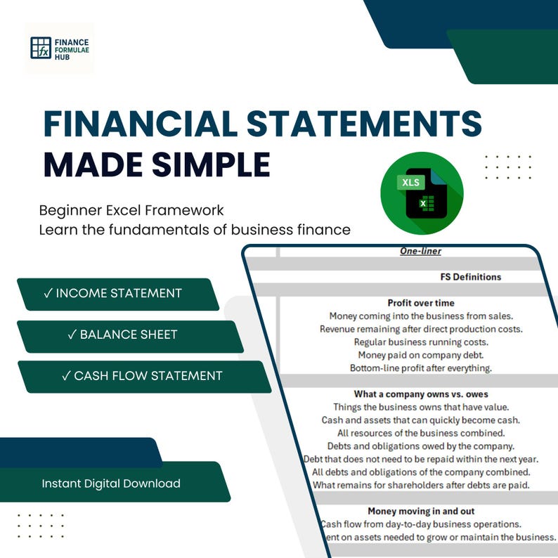 Financial Statements Made Simple | Beginner Excel Framework - Etsy UK